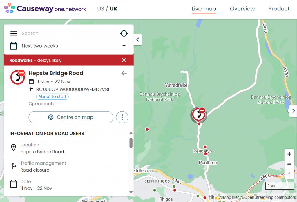 Cwm Porth / Waterfalls area road closure 11-22 Nov AND telephone ...